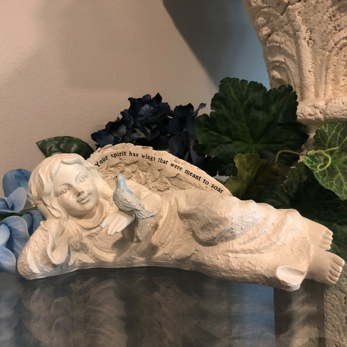 Cherub With Bird Statue With Verse – Treasured Memories Gift Center